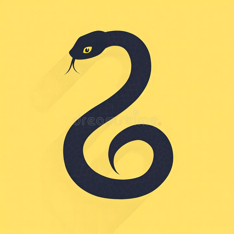 Elegant Minimalist Snake Design: a Yellow Background Graphic Stock ...