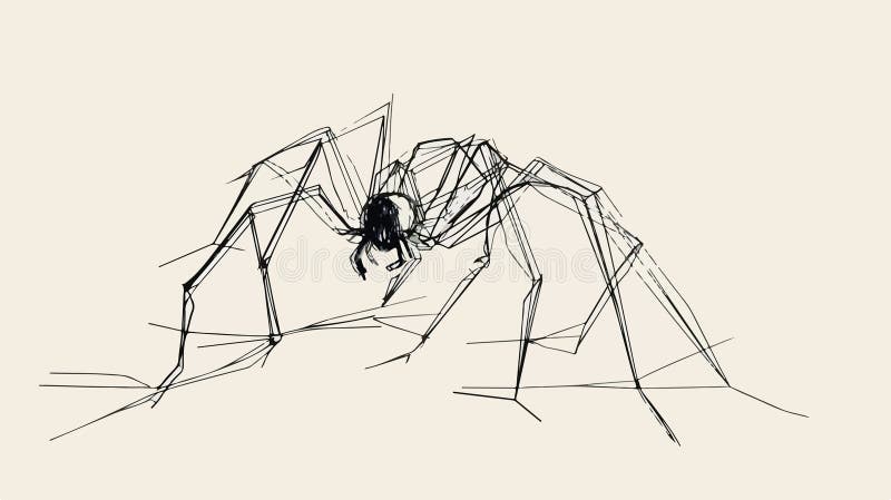 Elegant Minimalist Spider Continuous Line Art in Black Stock ...