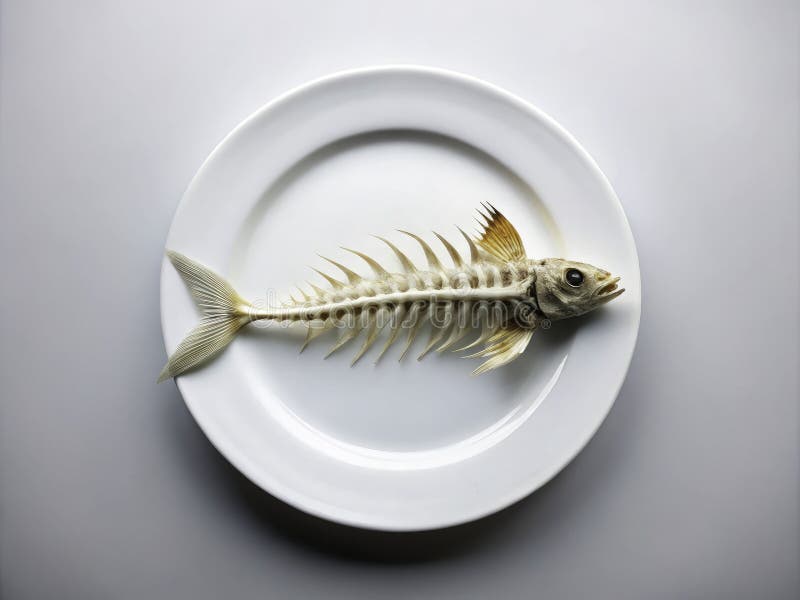 Elegant Minimalist Still Life Fish Bones on an Empty Plate a Visual ...