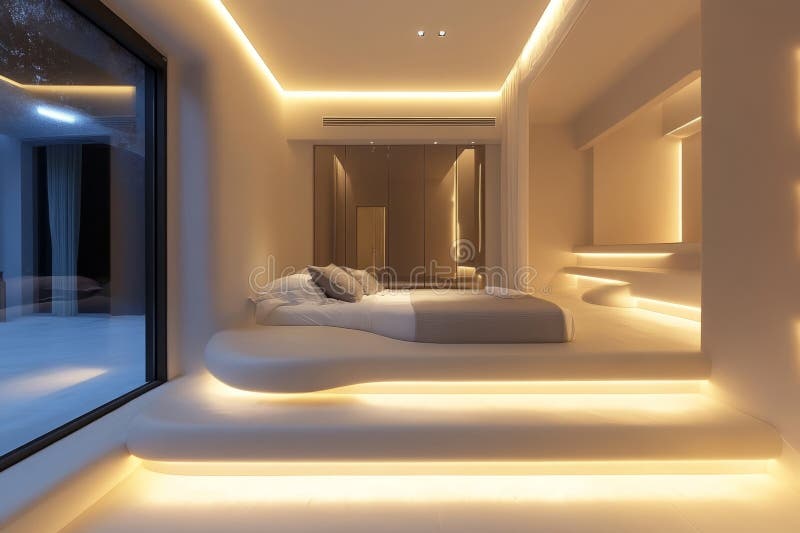 Elegant Minimalist Suite Featuring Built in Wardrobes and Modern Led ...