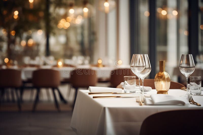 Elegant Minimalist Table Setting in Upscale Restaurant Stock ...