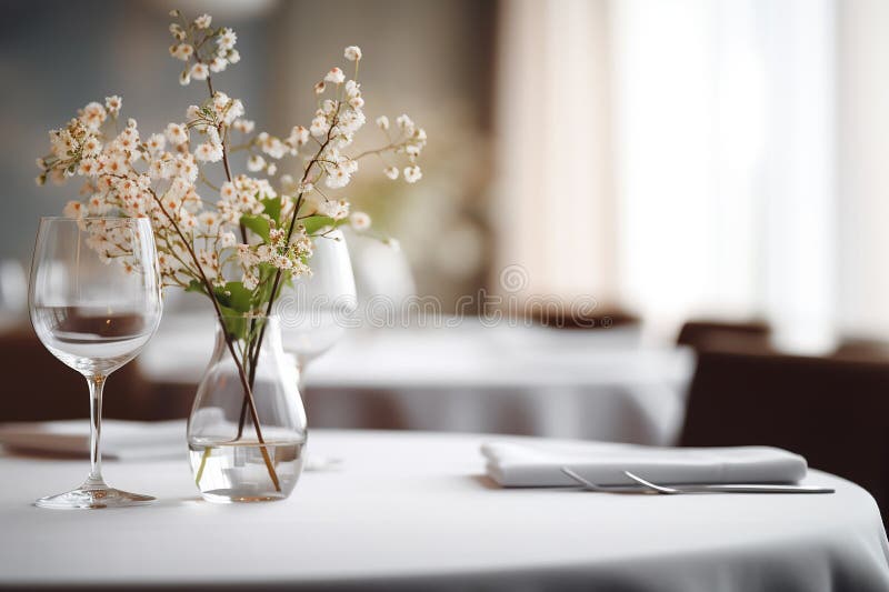 Elegant Minimalist Table Setting in Upscale Restaurant Stock ...