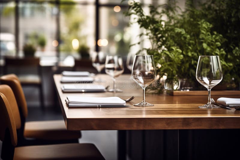 Elegant Minimalist Table Setting in Upscale Restaurant Stock ...