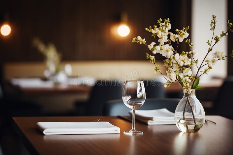 Elegant Minimalist Table Setting in Upscale Restaurant Stock ...