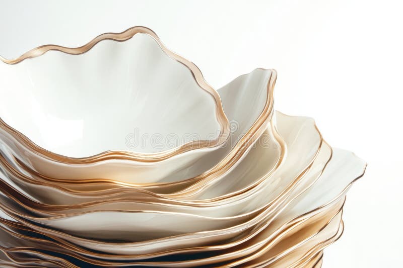 Elegant Minimalistic Design with Wavy Layered Ceramic Plates Stock ...