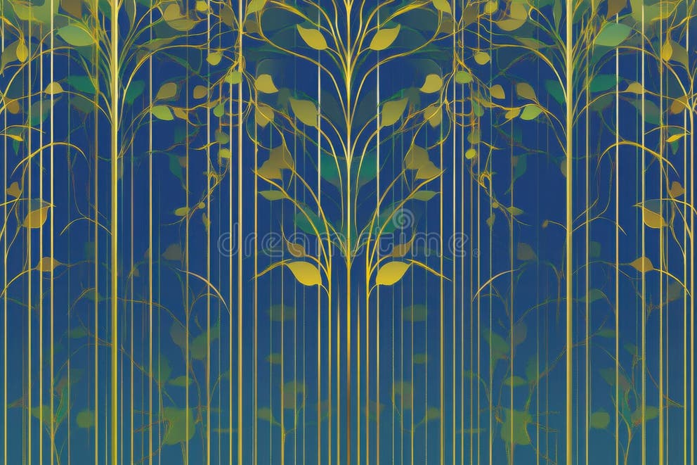 Elegant Minimalistic Flora Design with Vertical Leaf Patterns Stock ...