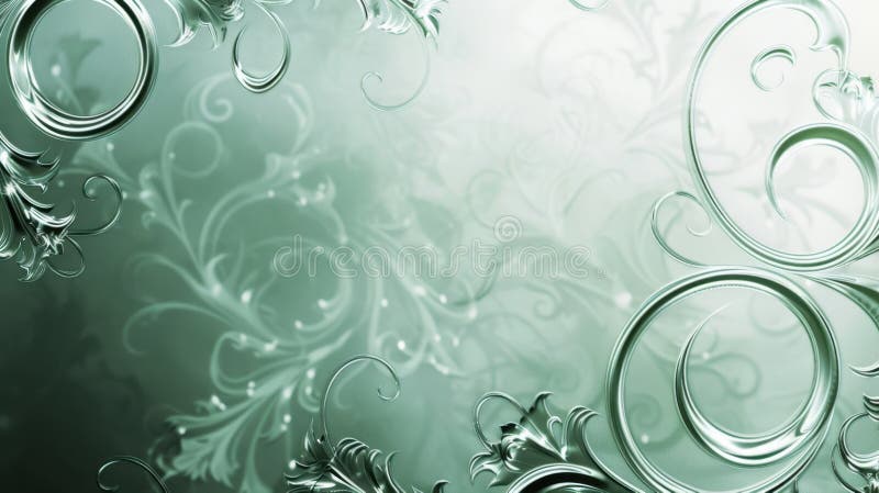 Elegant Mint Green Floral Wallpaper Design Stock Photo - Image of ...