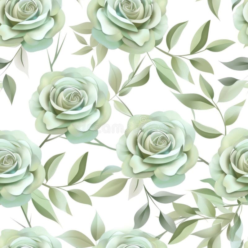 Elegant Mint Green Floral Origami Background Design Stock Image - Image ...