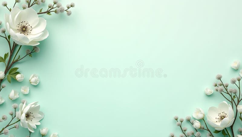 Elegant Mint Green and Silver Floral Wedding Invitation Template Stock ...