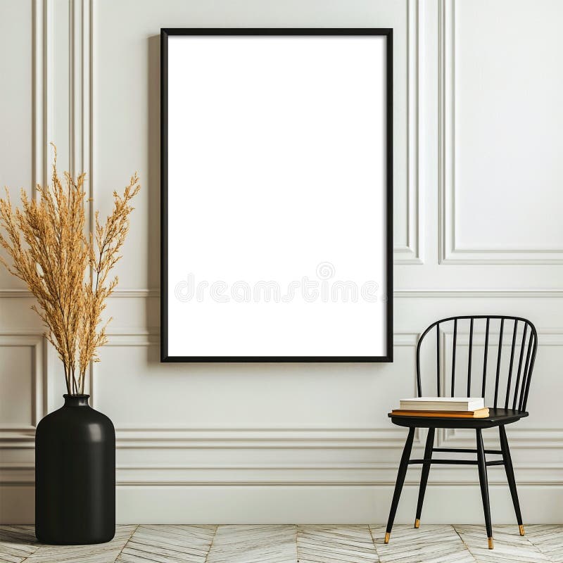 Elegant Mockup Blank Frame in Modern Interior Design Stock Illustration ...