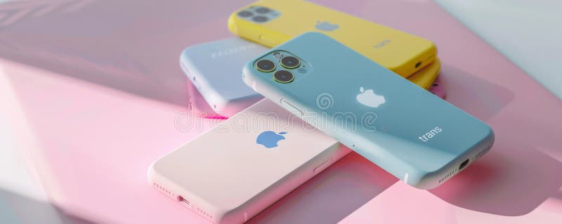 Elegant Pastel-colored IPhone Mockup Display on Pink Background Stock ...