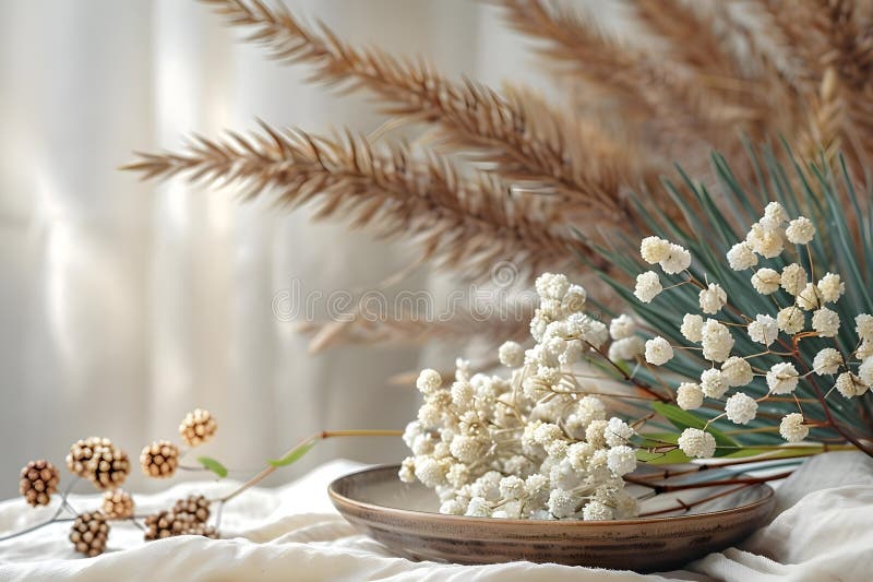 Elegant Mockup with Natural Elements on Linen Backdrop. Concept Mockup ...