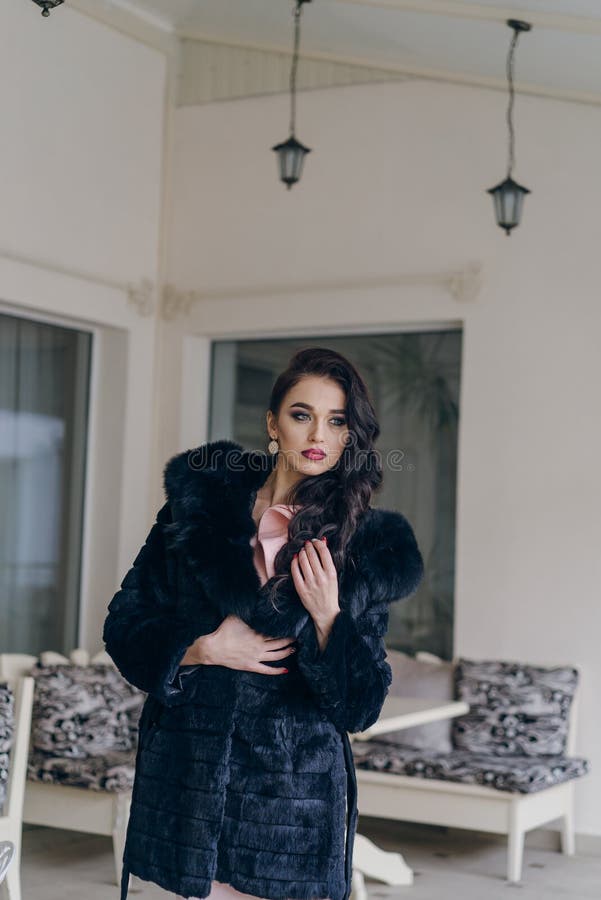 Elegant Model in Black Coat Stock Photo - Image of girl, model: 68916170