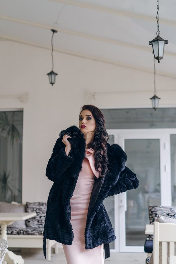 Elegant Model in Black Coat Stock Image - Image of clothes, confidence ...