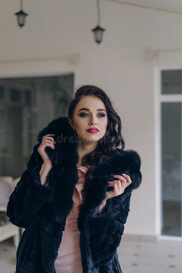 Elegant Model in Black Coat Stock Image - Image of back, adorable: 68916267