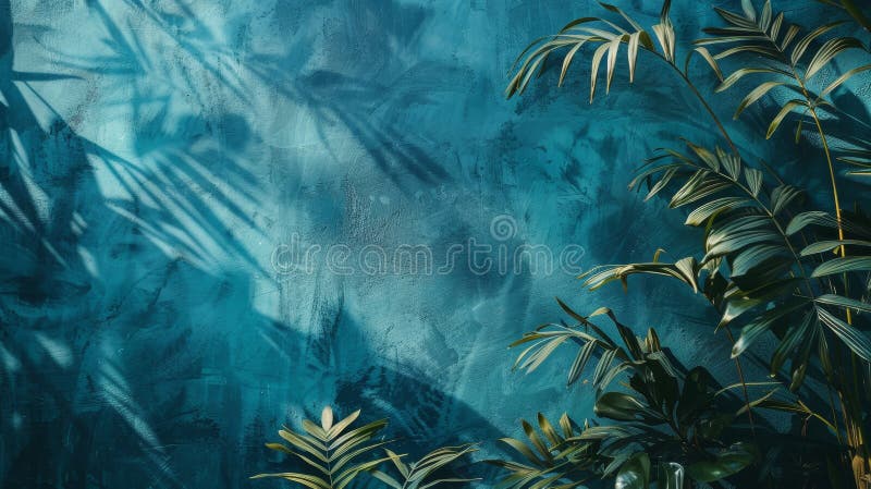 Elegant Modern Backdrop Featuring Podium, Tropical Palm Leaf, and ...