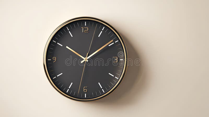 Elegant Modern Black and Gold Clock on Clean Surface Stock Photo ...