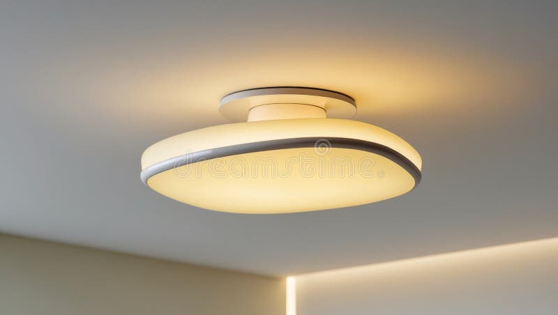 Elegant Modern Ceiling Light with Warm Yellow Glow Overhead Design ...