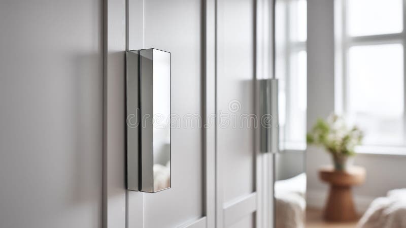 Elegant Modern Closet Doors with Sleek Mirror Handles, Emphasizing ...