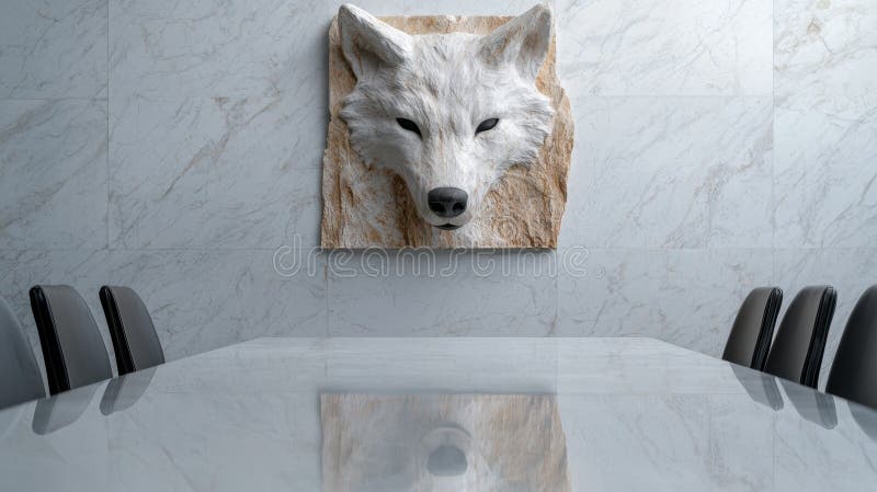 Elegant Modern Dining Room with Wolf Wall Art Stock Illustration ...