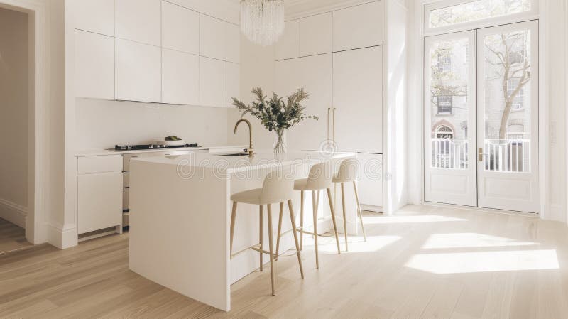 Elegant Modern Kitchen Interior with Natural Light and Minimalist ...