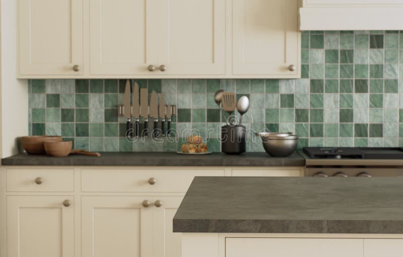 An Elegant Modern Kitchen with a Stylish Mint-colored Tile that ...