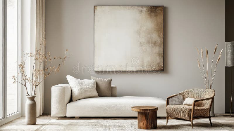 Elegant Modern Living Room Interior with Neutral Tones and Textures ...