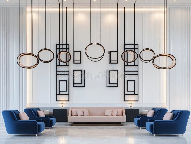 Elegant Modern Lobby Interior Design with Pink High Quality Image Stock ...