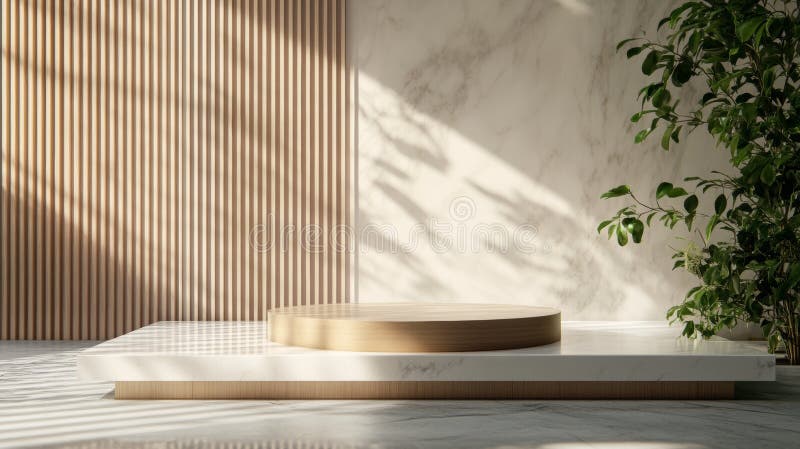 Elegant Modern Minimalist Display Platform Bathed in Natural Light with ...