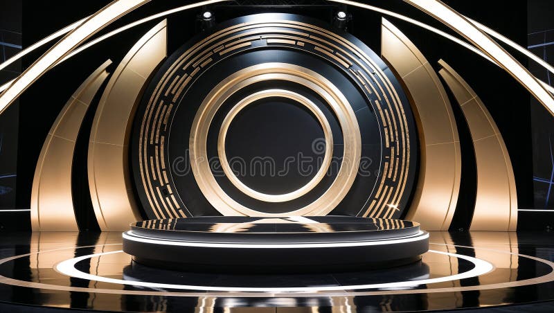 Elegant Modern Stage Design with Circular Elements Stock Illustration ...