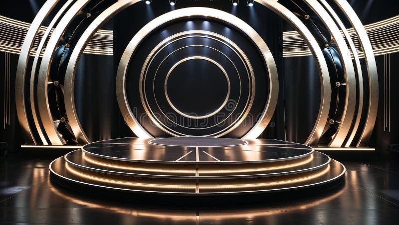 Elegant Modern Stage Design with Circular Elements Stock Illustration ...