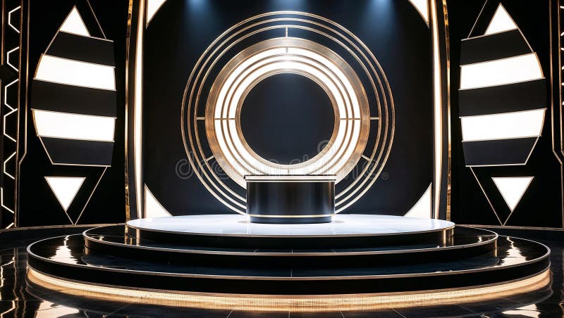 Elegant Modern Stage Design with Circular Elements Stock Illustration ...