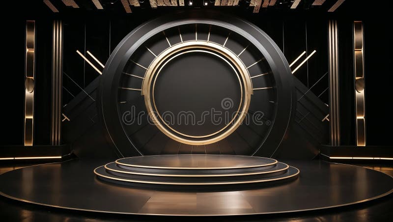 Elegant Modern Stage Design with Circular Elements Stock Illustration ...