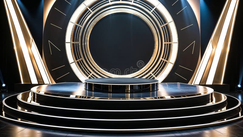 Elegant Modern Stage Design with Circular Elements Stock Illustration ...