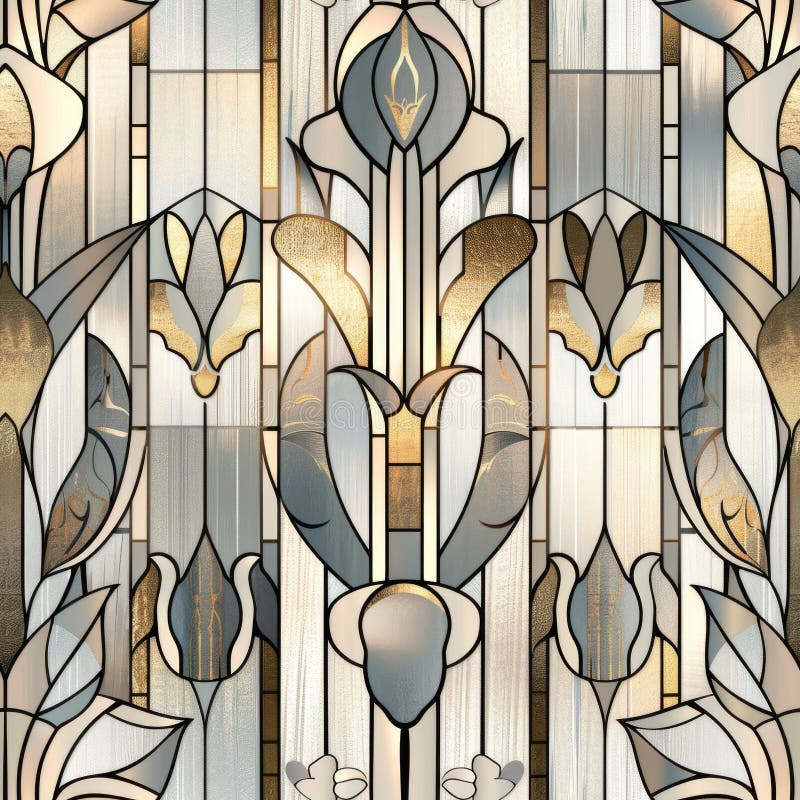 Elegant Modern Stained Glass Pattern with Floral Design Stock Image ...