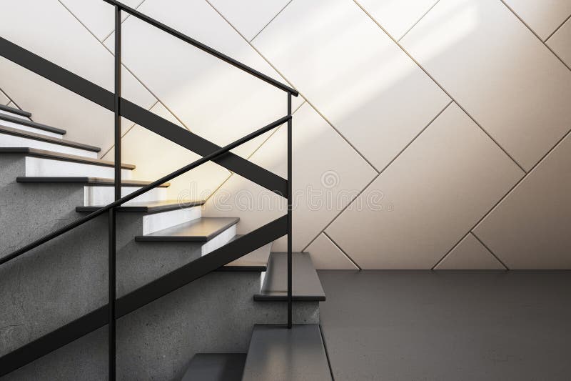 Elegant Staircase Ascending with Dynamic Light Patterns on Walls ...