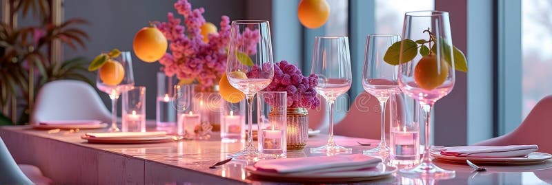 Elegant Modern Table Setting with Glassware and Floral Decor for a ...