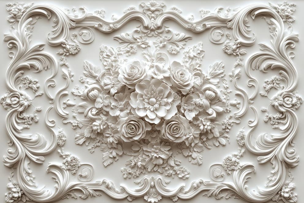 Elegant Modern Wallpaper Featuring a 3D Relief Mural Stock Image ...