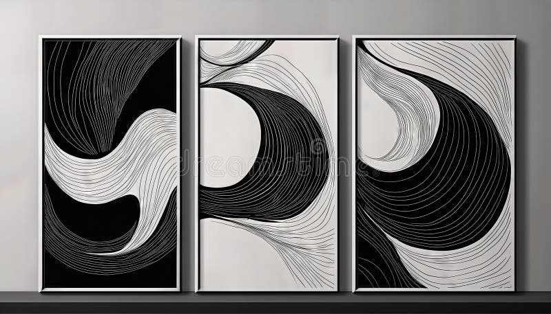 Elegant Monochrome Abstraction Riveting Black and White Artwork Evoking ...