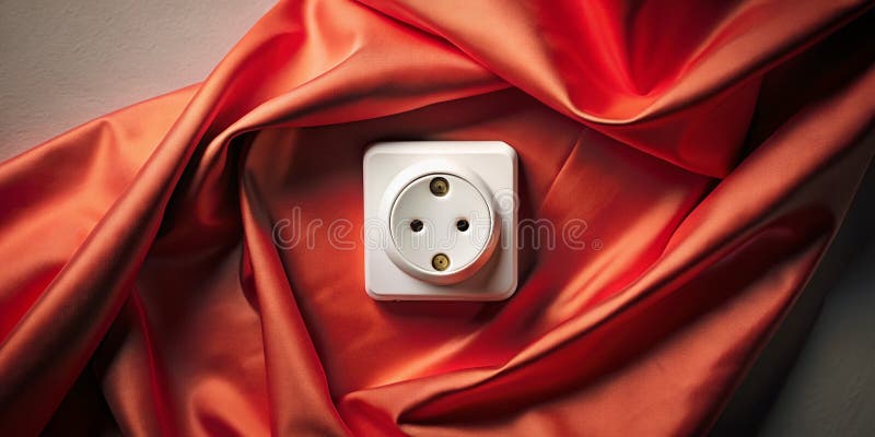 Elegant Monochrome Electrical Socket on Luxurious Silk Fabric a TopDown ...