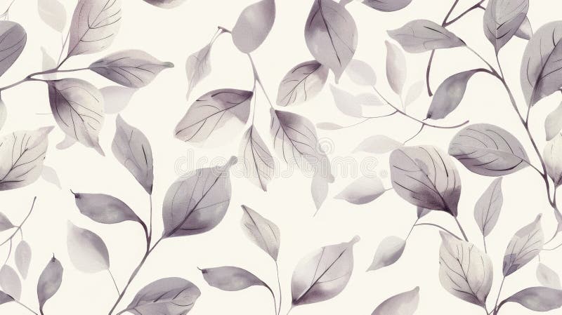 Elegant Monochrome Leaf Patterns for Serene Backgrounds Stock ...