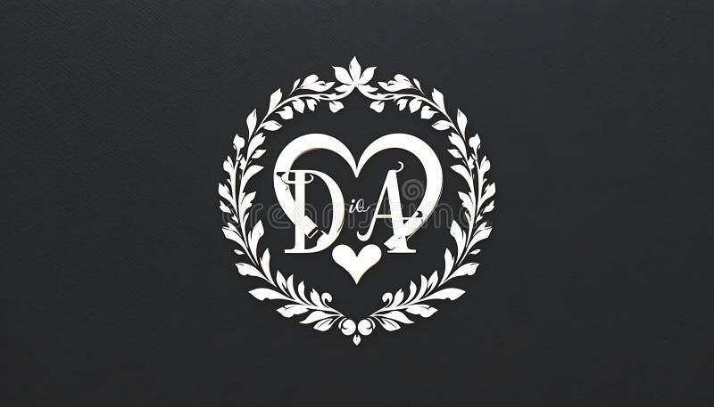 Elegant Monogram Design with Intertwined DA Initials and Floral Wreath ...