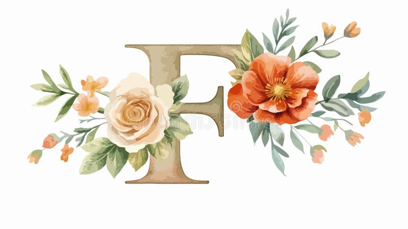 Elegant Monogram F with Watercolor Flower: Floral Design for Elegant ...