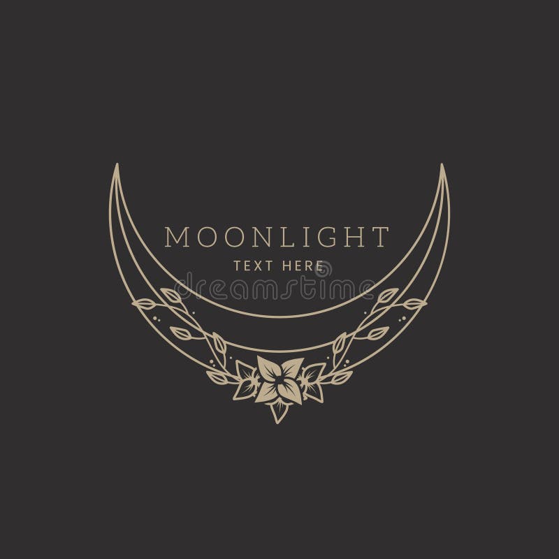 Elegant Moon Floral Frame Logo Template Design Stock Vector ...