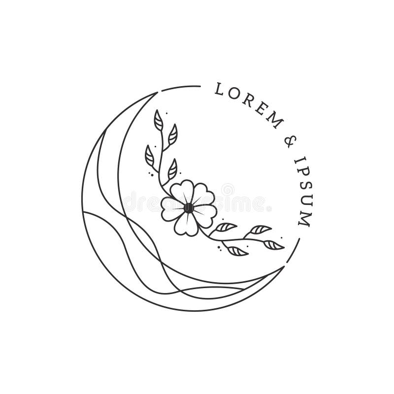 Elegant Moon Floral Frame Logo Template Design Stock Vector ...