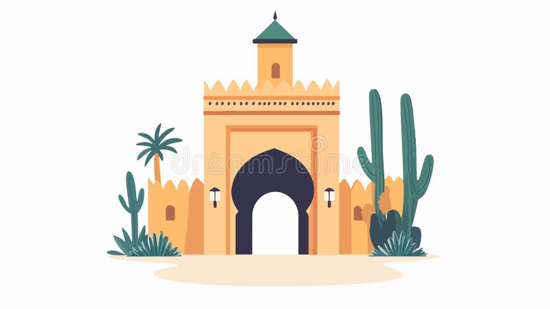Elegant Moroccan Architecture: Arched Tower in Morocco Stock Vector ...