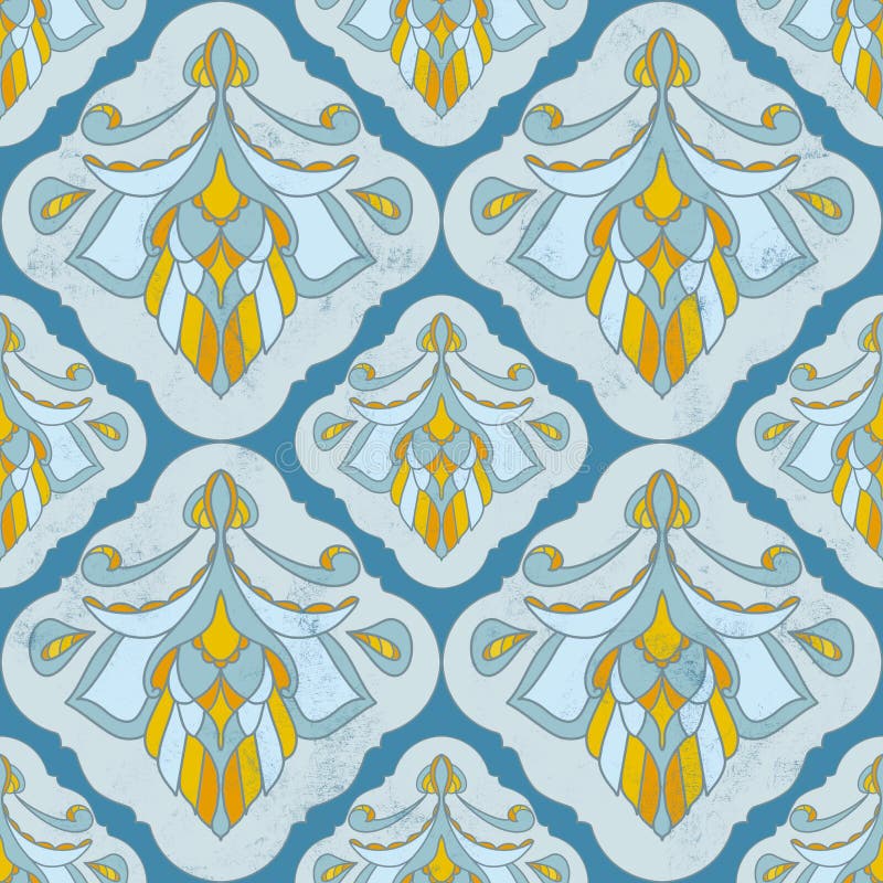 Elegant Moroccan Tile Pattern in Blue Seamless Geometric Ornament Stock ...