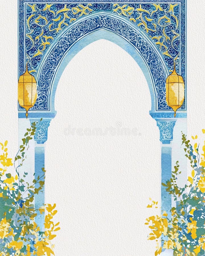 Elegant Moroccan Wedding Invitation with Blue Geometric Tile Pattern on ...