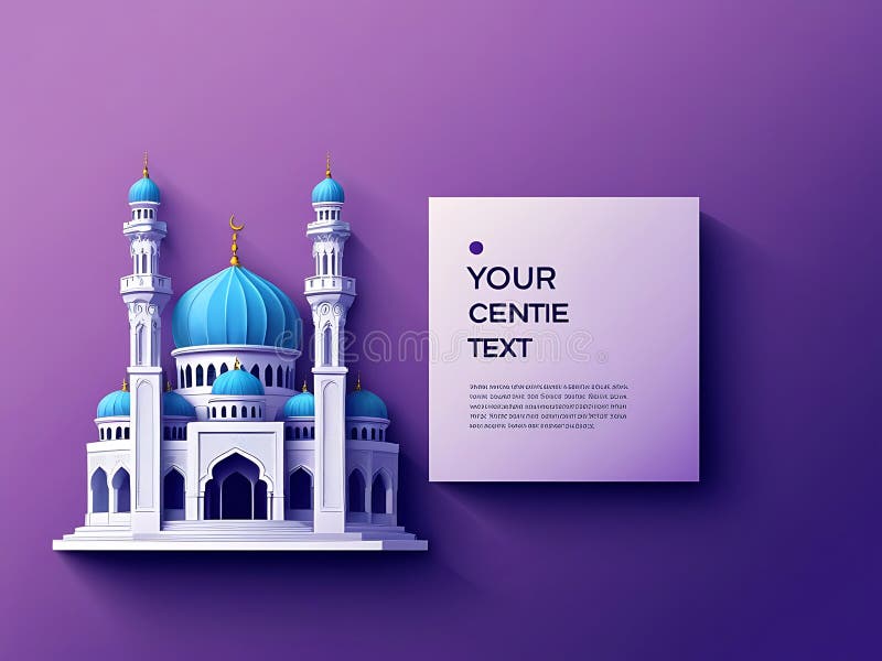 Elegant Mosque Architectural Render with Text Space Stock Illustration ...