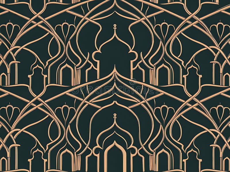 Elegant Mosque-inspired Islamic Pattern with Arch and Dome Shapes Stock ...